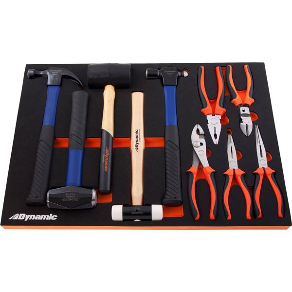 Dynamic Tools 11-Piece Hammer & Pliers Set With Foam Tool Organizer ...