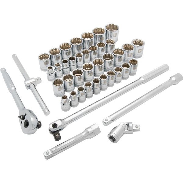 Dynamic Tools 41-piece SAE And Metric Combination 1/2-in Drive 12-point ...