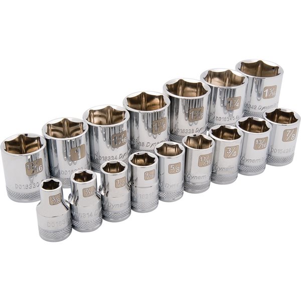 Dynamic Tools 16-piece SAE 1/2-in Drive 6-point Shallow Socket Set ...