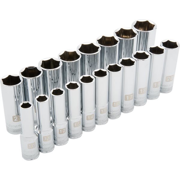 Dynamic Tools 19-piece Metric 1/2-in Drive 6-point Deep Socket Set ...