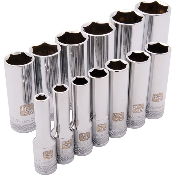 Dynamic Tools 13-piece SAE 3/8-in Drive 6-point Deep Socket Set D010001 ...