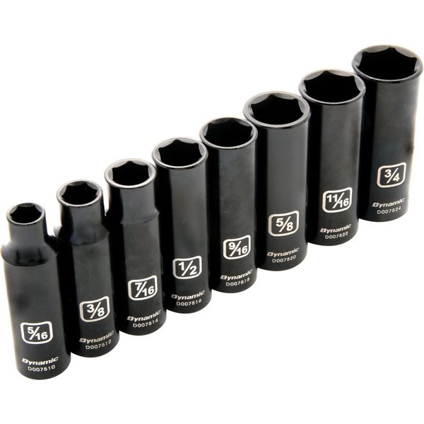 Dynamic Tools 8-piece SAE 3/8-in Drive 6-point Deep Socket Set D010021 ...