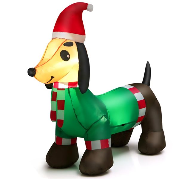 Costway 4-ft L Lighted Inflatable Dachshund Dog with Hat and Scarf ...