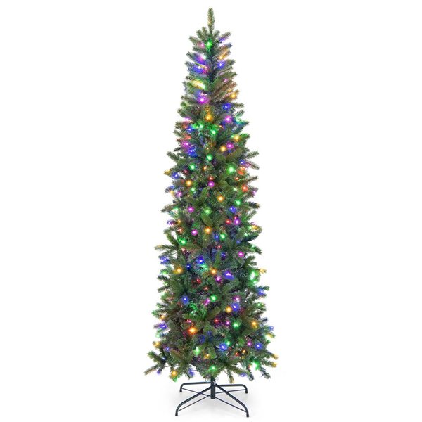 Costway 7.5-ft Pre-Lit Hinged Artificial Christmas Tree with 796 Branch ...
