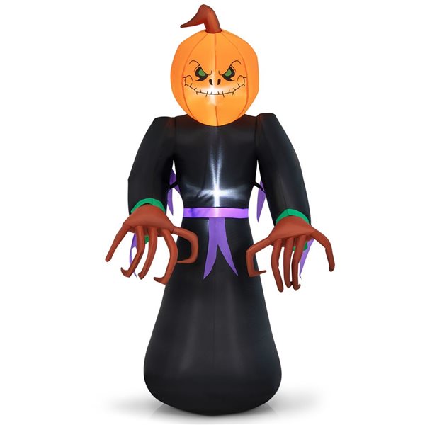 Costway 6.5-ft Inflatable Halloween Warlock with Pumpkin Head and LED ...