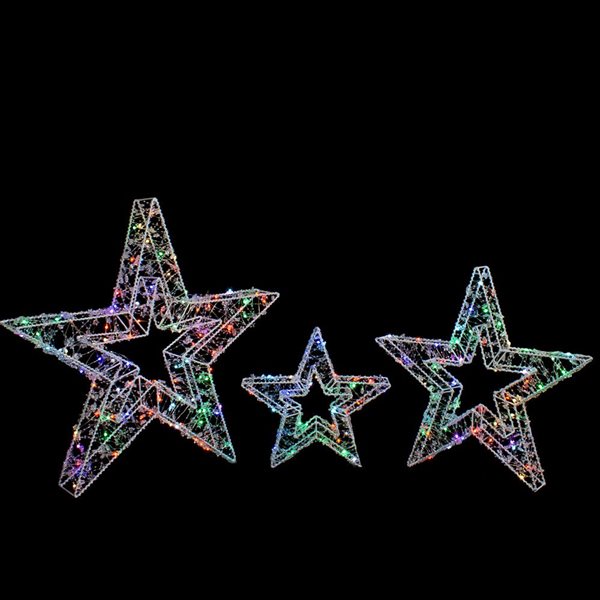 Northlight 3 Battery-Powered LED Lighted Colour Changing Stars 34860056 ...