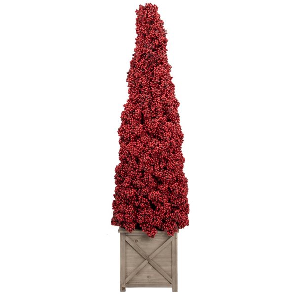 Allstate 50-in Red Berry Cone Potted Christmas Topiary 35250612 | RONA