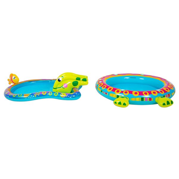 Banzai JR. Shade 'N Slide Inflatable Turtle Splash Pool 85319 | RONA