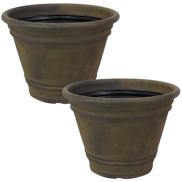 SUNNYDAZE DECOR Sunnydaze Franklin Outdoor Flower Pot Planter Sable 20 ...