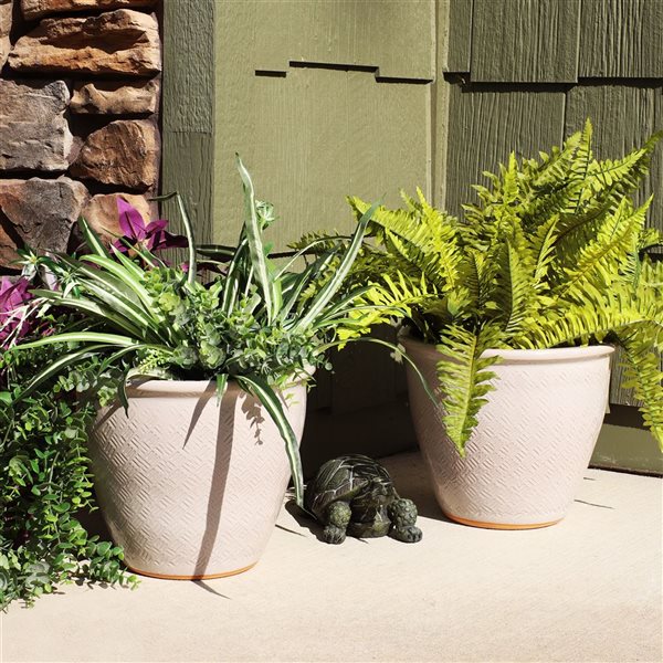 SUNNYDAZE DECOR Sunnydaze Ocean Villa Ceramic Indoor/Outdoor Planters ...