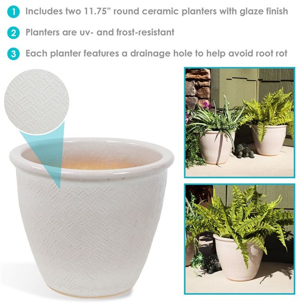 SUNNYDAZE DECOR Sunnydaze Ocean Villa Ceramic Indoor/Outdoor Planters ...