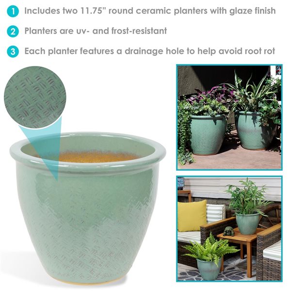 SUNNYDAZE DECOR Sunnydaze 2 Ocean Villa Ceramic Indoor/Outdoor Planters ...