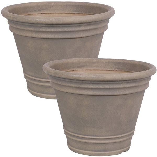 SUNNYDAZE DECOR Sunnydaze Franklin Outdoor Flower Pot Planter Beige 20 ...