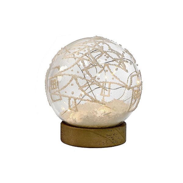 iH casadécor 5.15-in Glass LED-Lighted Snow Globe - Wood Stand XM ...