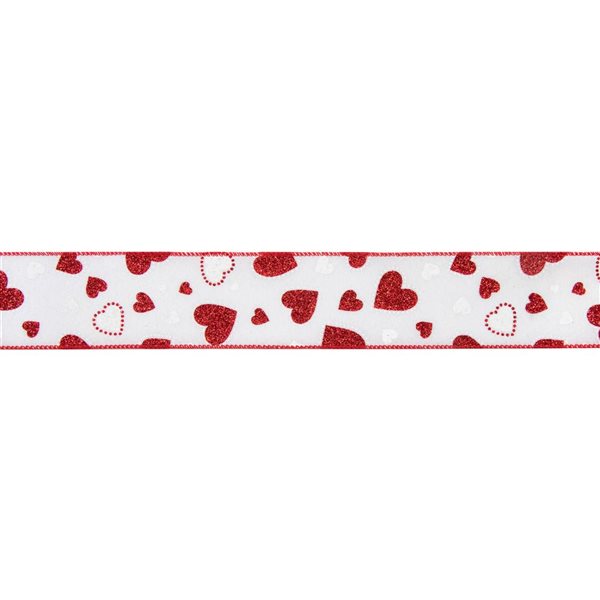 Northlight 2.5-in x 32.8-ft Red and White Polyester Valentine's Day ...
