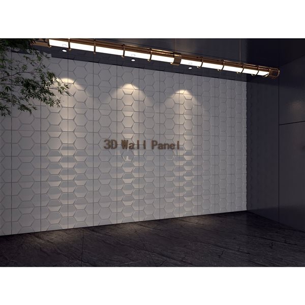 Dundee Deco Modern Trapezium PVC 3D Wall Panel White 1.6 ft X 1.6 ft, 2 ...