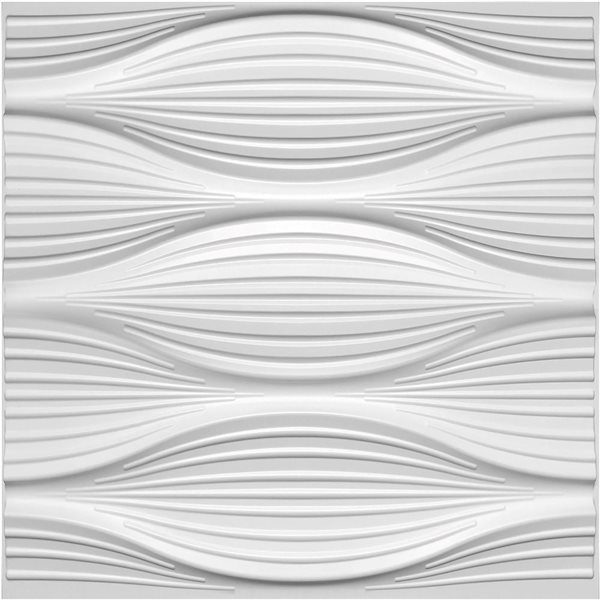 Dundee Deco Industrial Wave PVC 3D Wall Panel White 1.6 ft X 1.6 ft, 2. ...