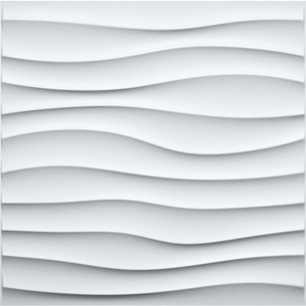 Dundee Deco Modern Wave PVC 3D Wall Panel White 1.6 ft X 1.6 ft, 2.7 sq ...