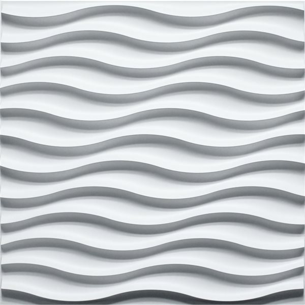 Dundee Deco Modern Wave PVC 3D Wall Panel White 1.6 ft X 1.6 ft, 13.5 ...