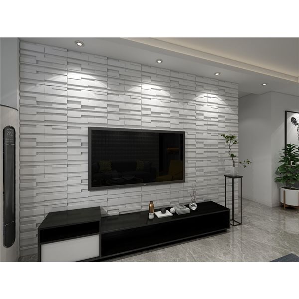 Dundee Deco Contemporary Bricks PVC 3D Wall Panel White 1.6 ft X 1.6 ft ...