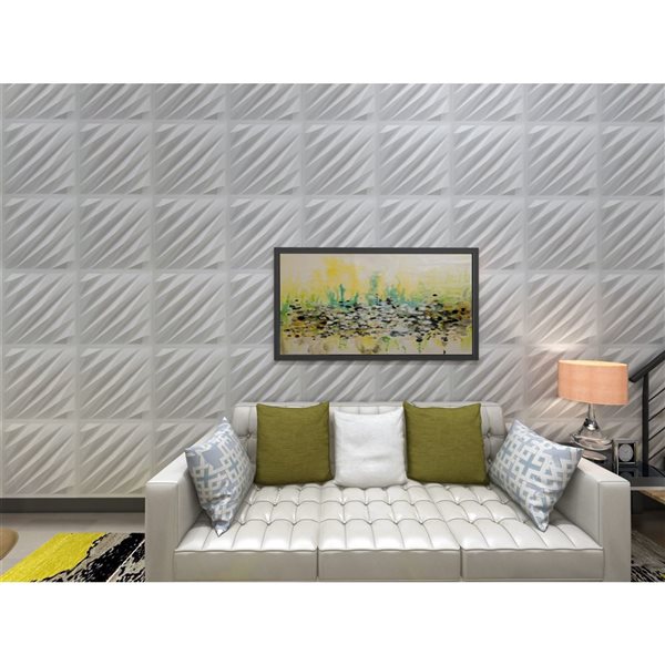 Dundee Deco Modern Abstract PVC 3D Wall Panel White 1.6 ft X 1.6 ft, 2. ...
