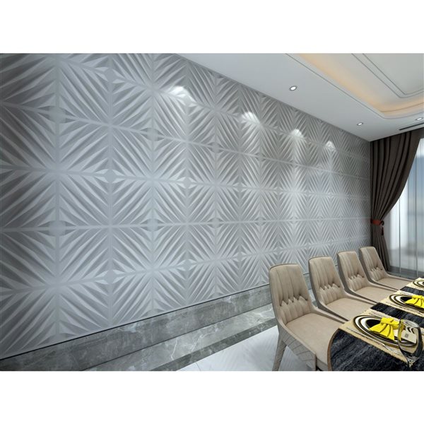 Dundee Deco Modern Abstract PVC 3D Wall Panel White 1.6 ft X 1.6 ft, 2. ...