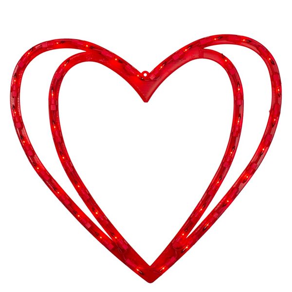 Northlight 15.5 H x 17-in W Plastic Pre-lit Red Double Heart-Shaped ...