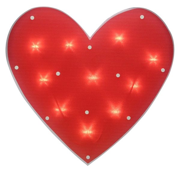 Northlight 14 H x 14.25-in W Red Plastic Pre-lit Heart-Shaped Sign ...