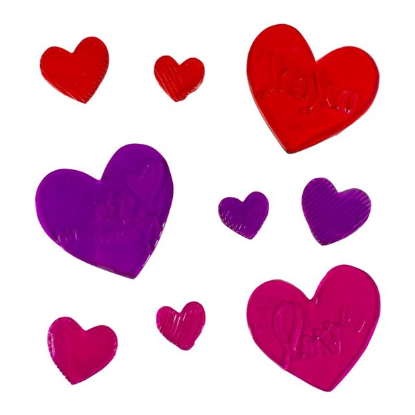 Northlight Set of Heart-Shaped Multicolour Window Clings 9 Pieces ...