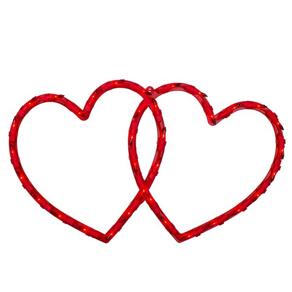 Northlight 10 H x 17-in W Red Plastic Pre-lit Double Heart-Shaped Sign ...