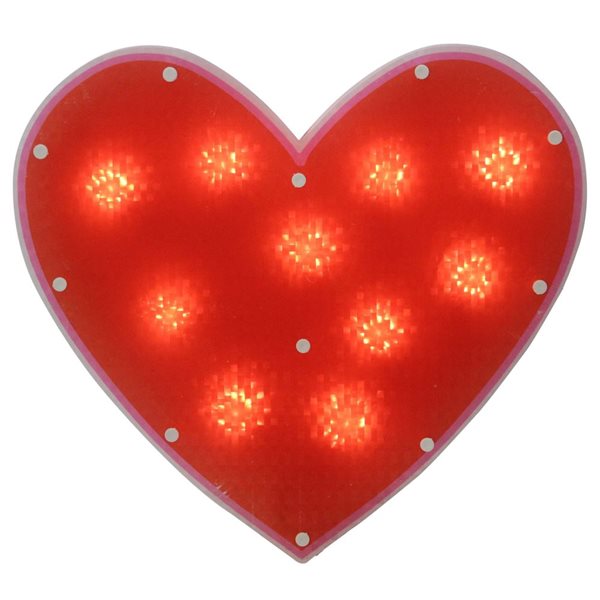 Northlight 12 H x 12-in W Red Plastic Pre-lit Shimmering Heart-Shaped ...