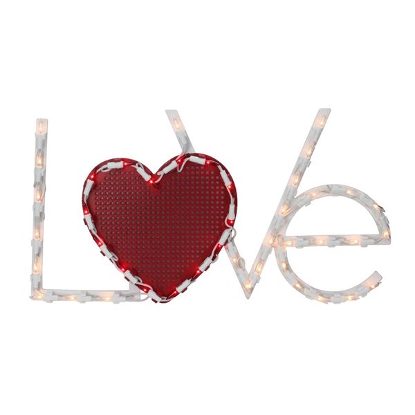 Northlight 9 H x 17-in W Plastic Pre-lit Love and Heart Shaped Sign ...