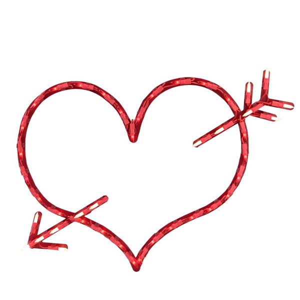 Northlight 10 H x 17-in W Red Plastic Pre-lit Heart with Arrow-Shaped ...