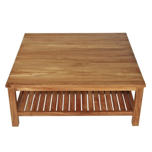 ARB Teak & Specialties Jay 48-in Teak Square Coffee Table with Shelf TAB555 | RONA