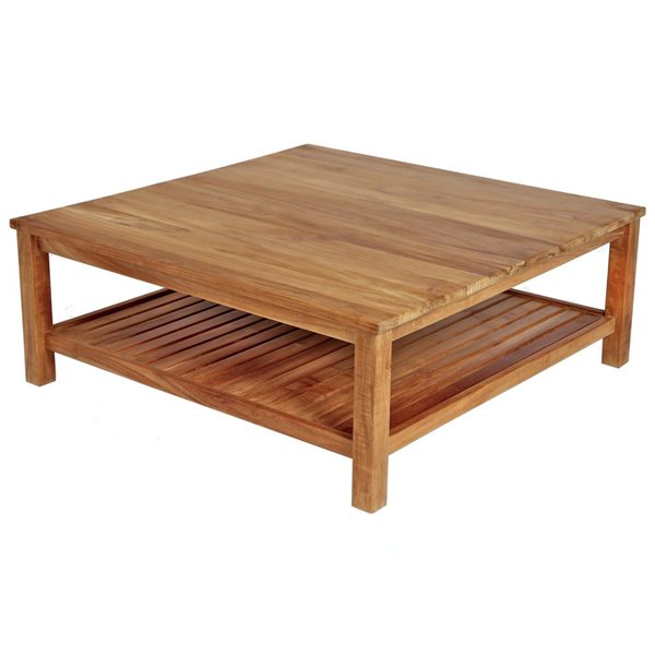 ARB Teak & Specialties Jay 48-in Teak Square Coffee Table with Shelf TAB555 | RONA
