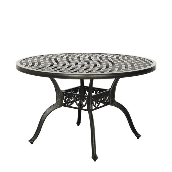 Clihome Round Diamond Pattern Aluminum Patio Table - 29 H x 47 L x 47 ...