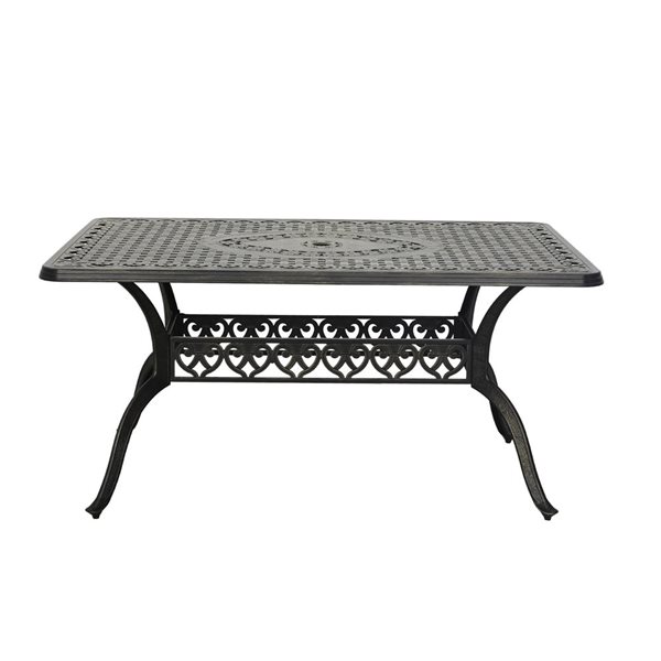 Clihome Rectangular Checkerboard Aluminum Patio Table - 29 H x 59 L x ...