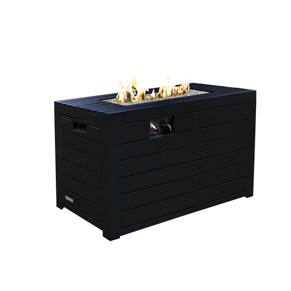 Sunbeam Oasis 50,000 BTU Liquid Propane Black Rectangle Aluminum Fire ...