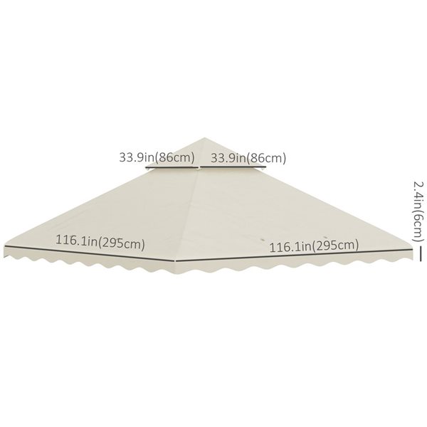Outsunny 10 x 10-ft Cream Gazebo Replacement 2-Tier Canopy Cover 84C ...