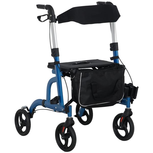 HOMCOM Blue Rollator Walker with 8-in Wheels and Adjustable Handle 712 ...