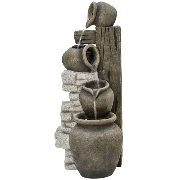 Outsunny 4-Tier Outdoor Adjustable Flow Waterfall Fountain 844-655V80MX ...