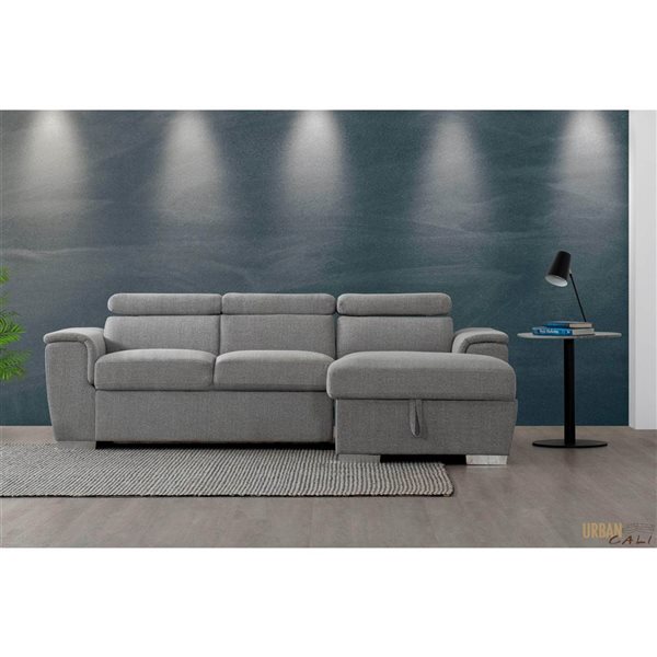 Urban Cali Bel Air Thora Stone Modular Sectional Sofa w/ Storage Chaise ...