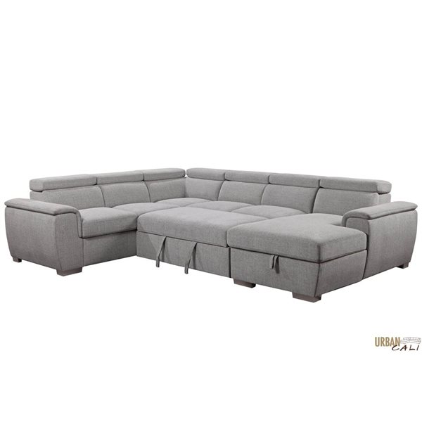 Urban Cali Bel Air Large Thora Stone Modular Sleeper Sectional Sofa Bed ...