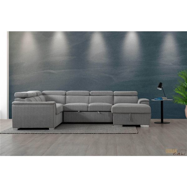 Urban Cali Bel Air Large Thora Stone Modular Sleeper Sectional Sofa Bed ...
