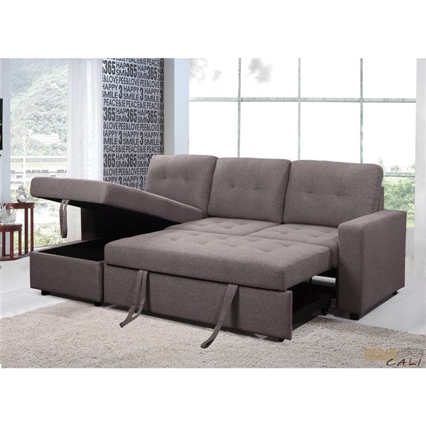 Urban Cali Malibu Solis Dark Gray Sleeper Sectional Sofa Bed w/ Storage MALIB-LEFT-SDGRY | RONA