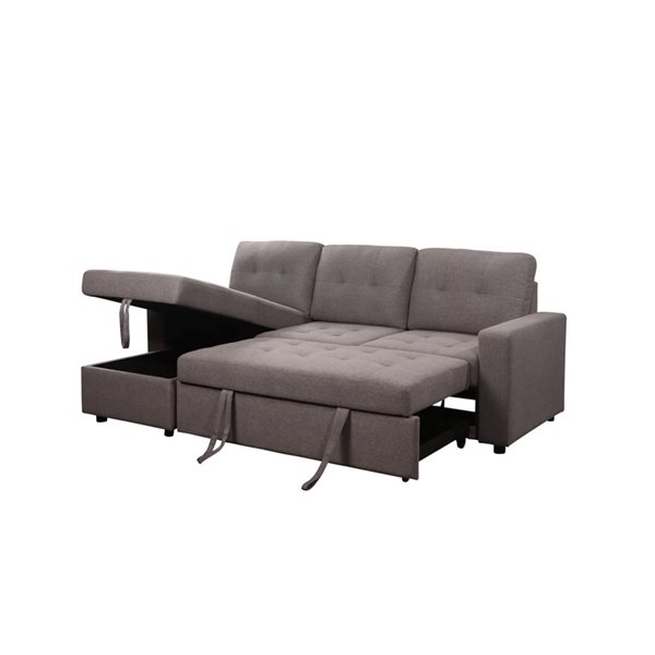 Urban Cali Malibu Solis Dark Gray Sleeper Sectional Sofa Bed w/ Storage ...