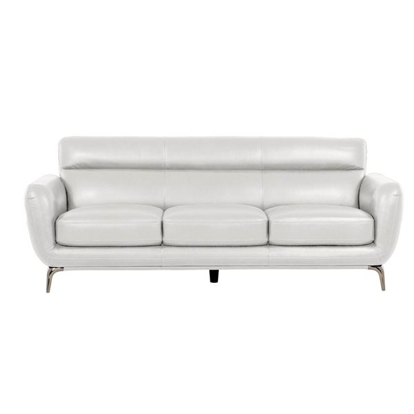 True Contemporary William 84-in Gray Tufted Faux Leather Sofa WILLI ...