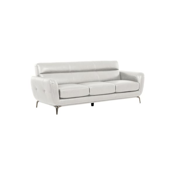 True Contemporary William 84-in Gray Tufted Faux Leather Sofa WILLI ...