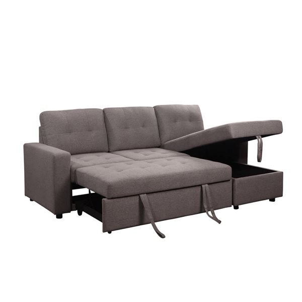 Urban Cali Malibu Solis Dark Gray Sleeper Sectional Sofa Bed w/ Storage ...