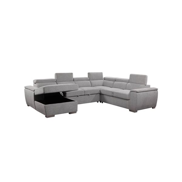 Urban Cali Bel Air Large Thora Stone Modular Sleeper Sectional Sofa Bed ...